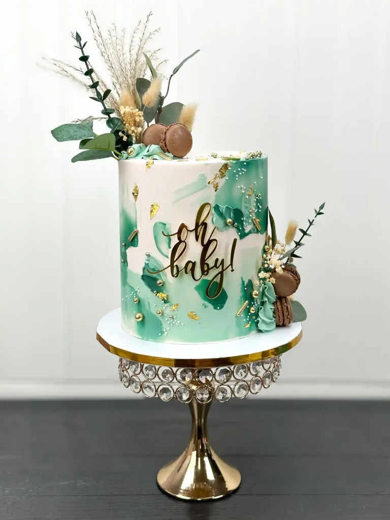 OH BABY GREEN CAKE - Bloom Cakes Art
